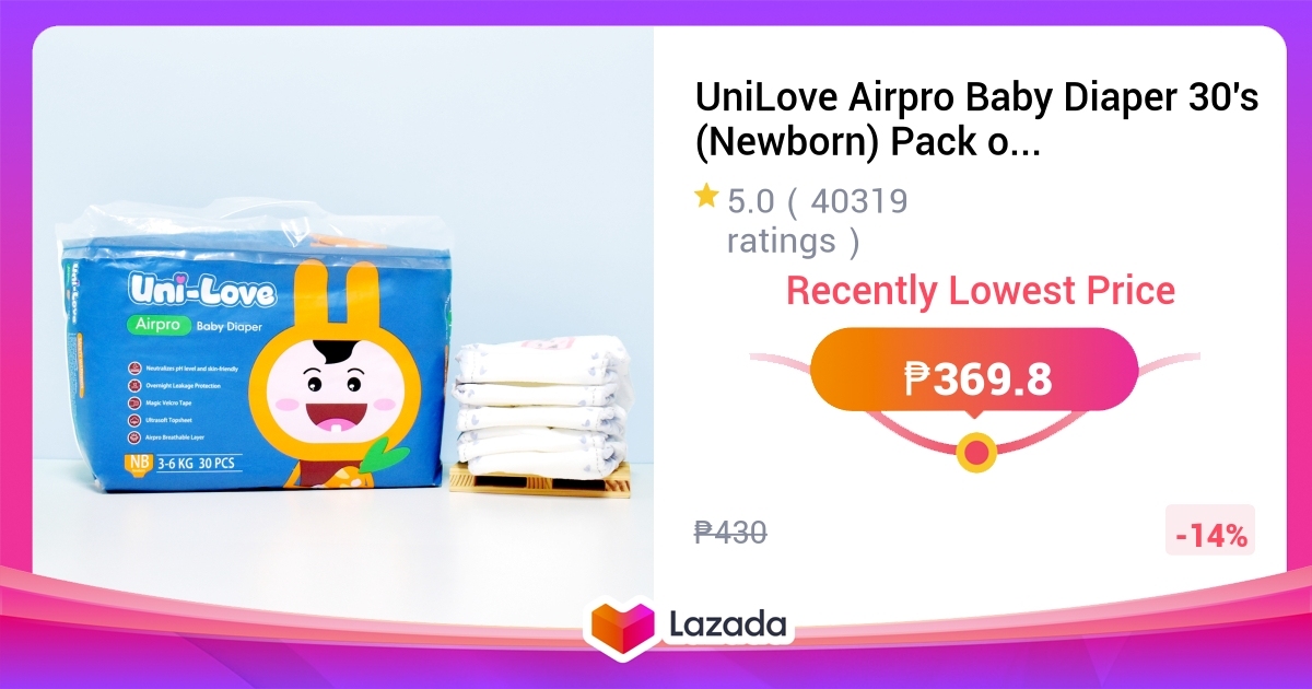 UniLove Airpro Baby Diaper 30's (Newborn) Pack of 2