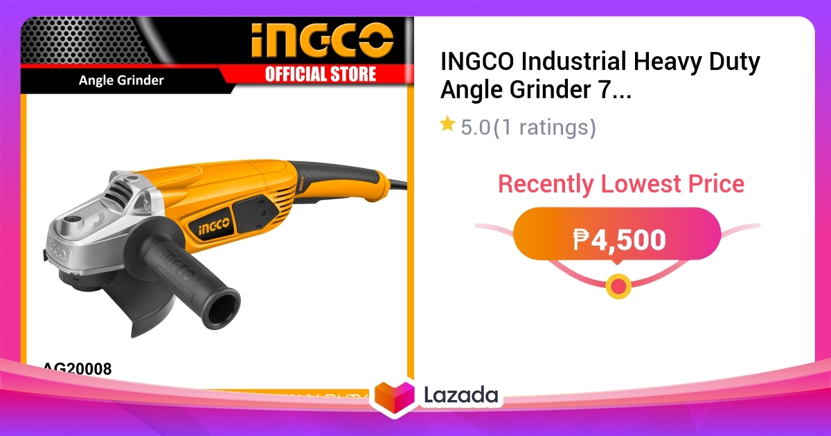 INGCO Industrial Heavy Duty Angle Grinder 7" 2000W AG200018 ...