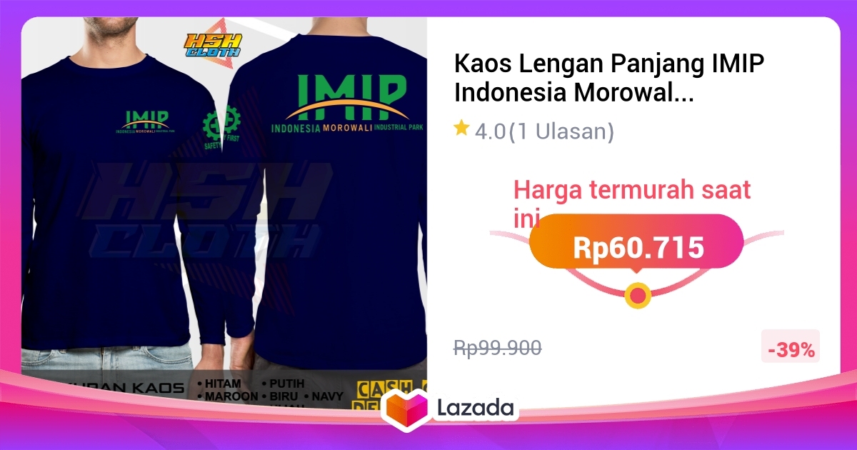 Kaos Lengan Panjang IMIP Indonesia Morowali Industrial Park Perusahaan ...