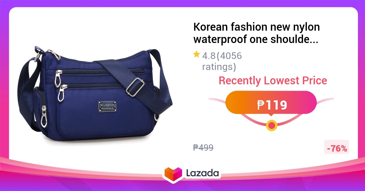 Korean fashion new nylon waterproof one shoulder handbag casual ladies diagonal multi-zipper bag ...