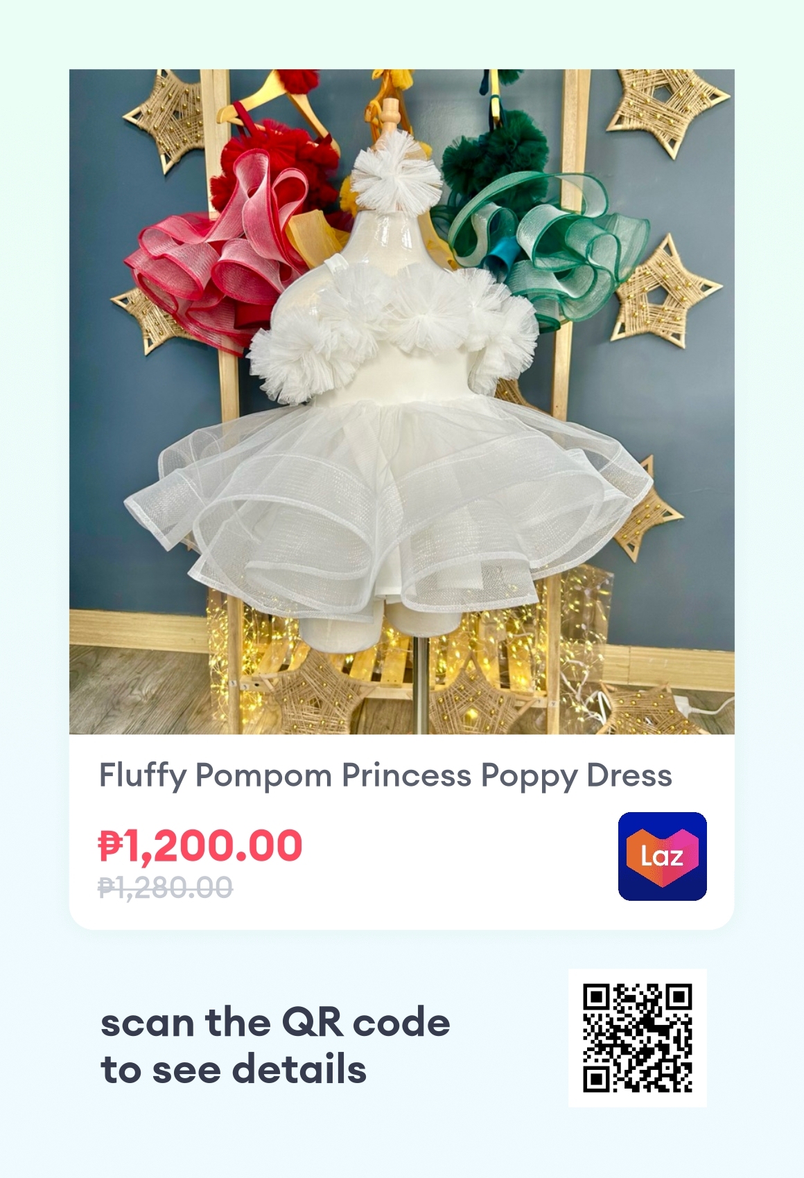 Fluffy Pompom Princess Poppy Dress