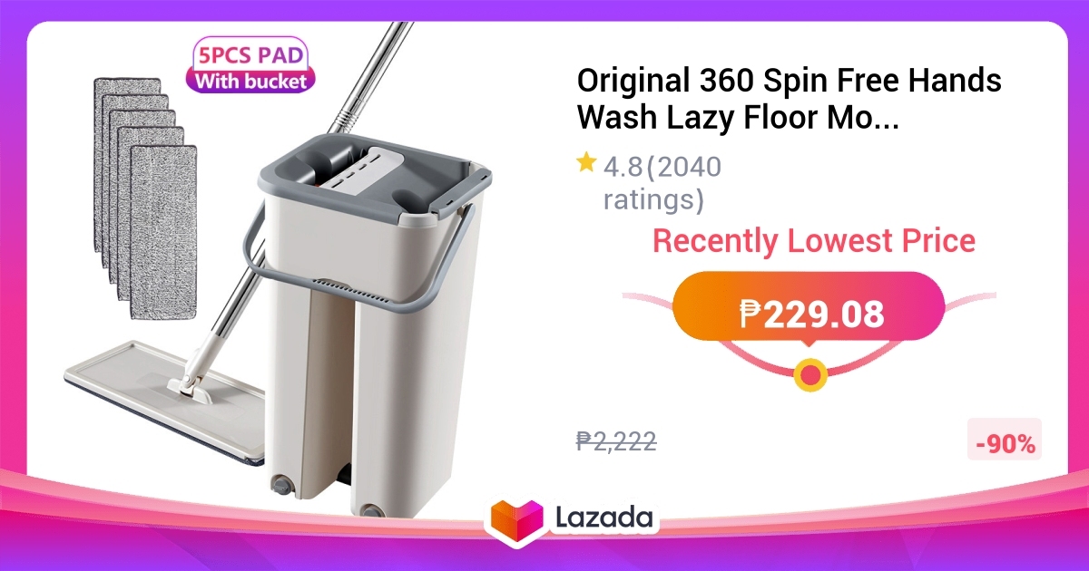 Original 360 Spin Free Hands Wash Lazy Floor Mop For Cleaning Wet And ...