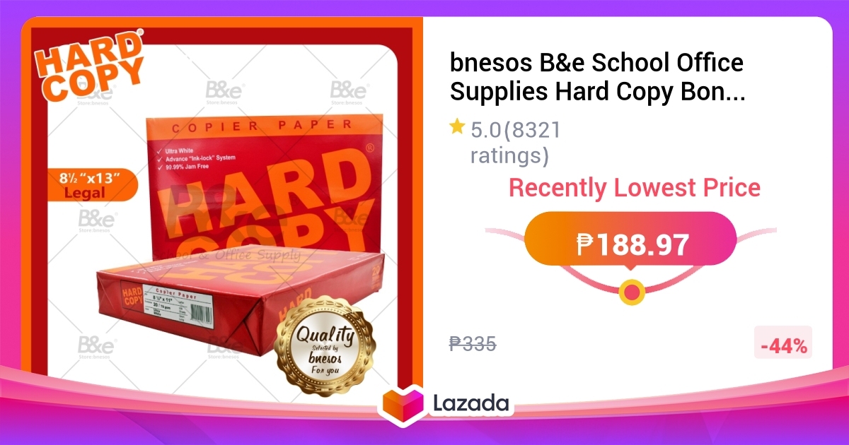 bnesos B&e School Office Supplies Hard Copy Bond Paper Short Hard Copy ...