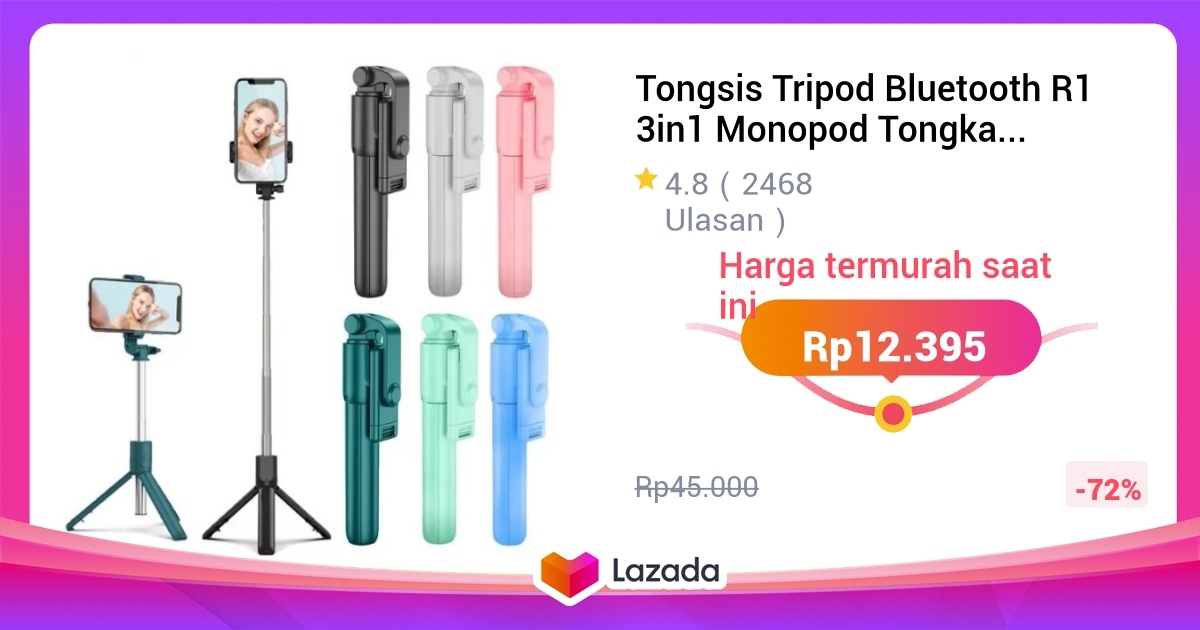 Tongsis Tripod Bluetooth R1 3in1 Monopod Tongkat Narsis Penyangga ...
