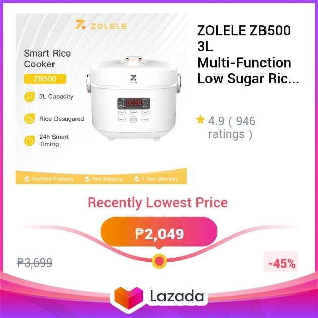 ZOLELE ZB500 3L Multi-Function Low Sugar Rice Cooker Non Stick ...