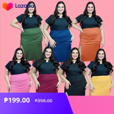 PLUS SIZE BAE HIGH WAIST SPLIT TIGHT SKIRT