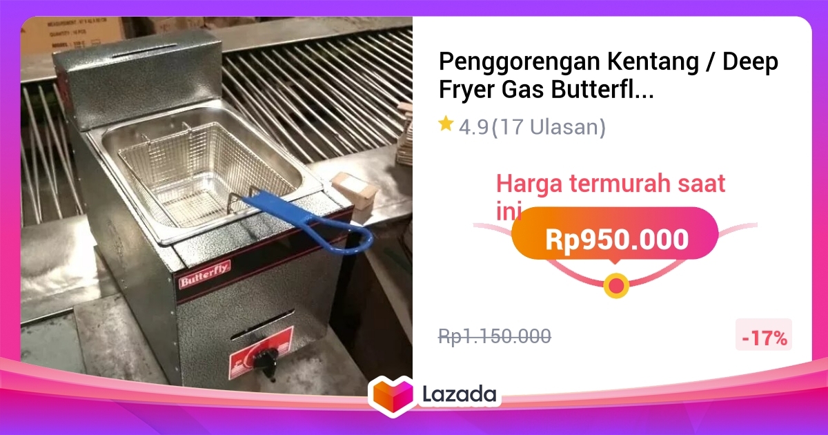 Penggorengan Kentang / Deep Fryer Gas Butterfly Bahan Besi Lapis Cat ...