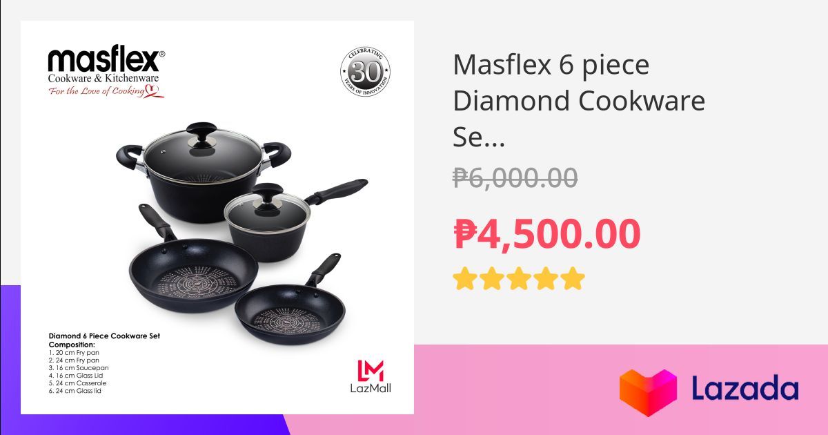 Masflex 6 piece Diamond Cookware Set (Induction Ready - Suitable for ...