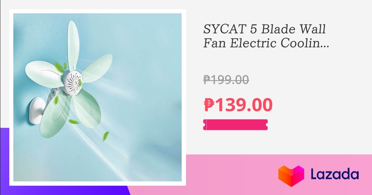 SYCAT 5 Blade Wall Fan Electric Cooling Fan Portale Fan Clover Fan Anti ...