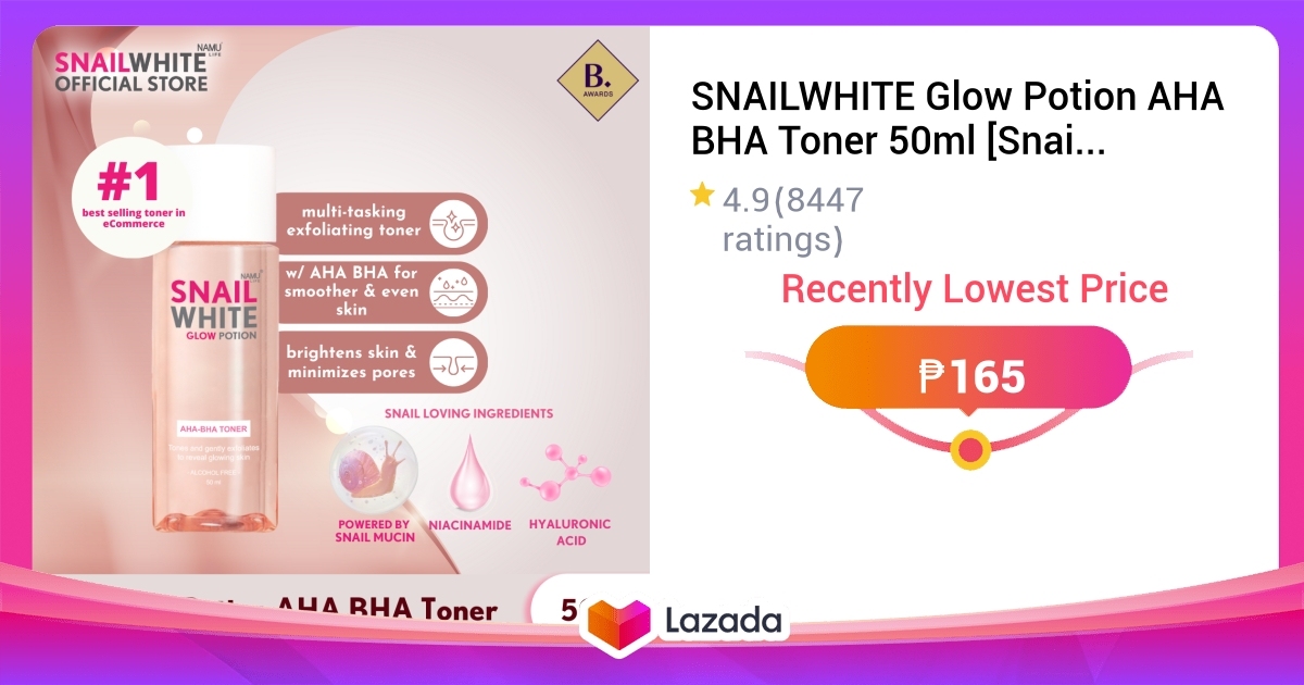 SNAILWHITE Glow Potion AHA BHA Toner 50ml [Snail White Original ...