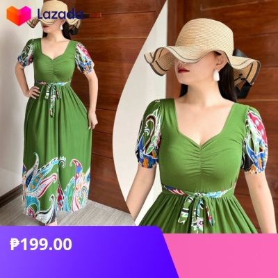 Thalia Senepa Puff Sleeves Floral Maxi Dress for Women Cotton Freesize ...