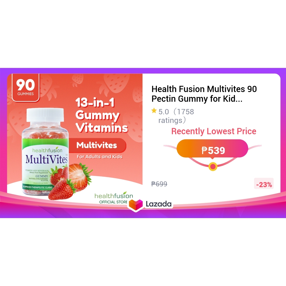 Health Fusion Multivites 90 Pectin Gummy for Kids & Adults | Complete ...