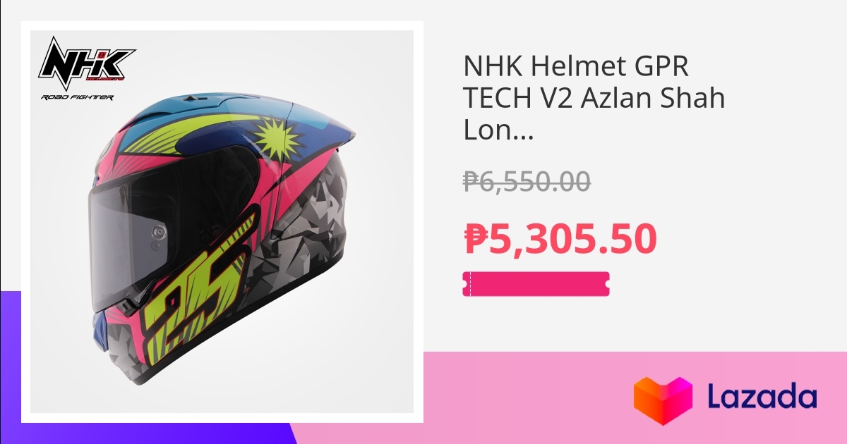 NHK Helmet GPR TECH V2 Azlan Shah Long Spoiler with Free Visor AND NHK ...