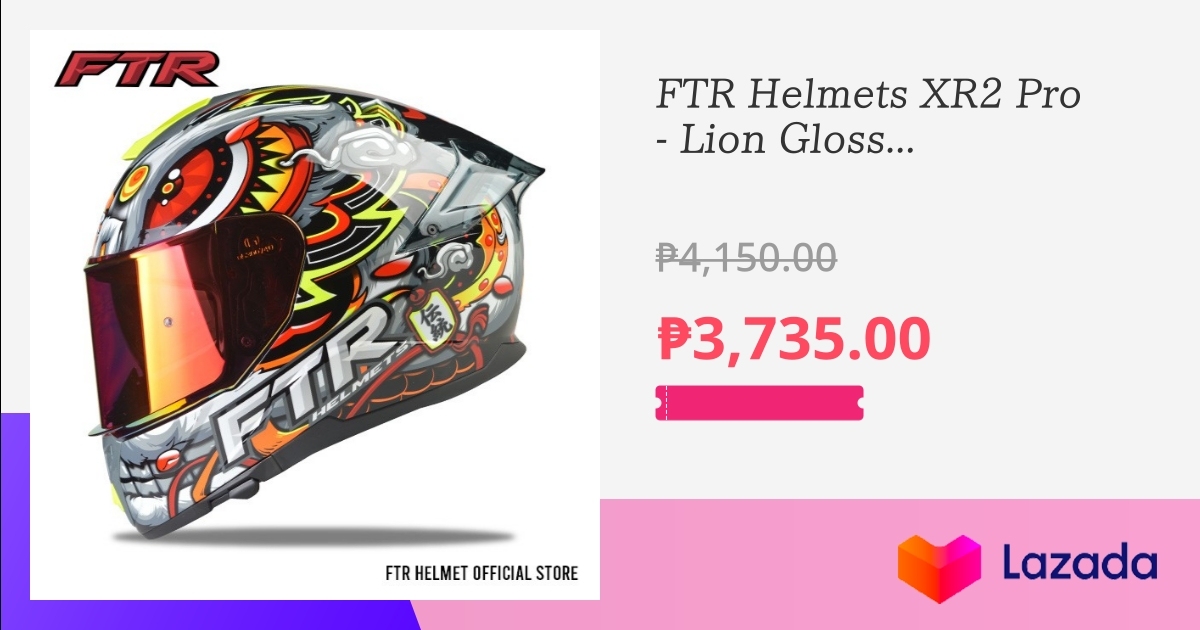 FTR Helmets XR2 Pro - Lion Glossy Yellow Full Face Dual Visor Helmet