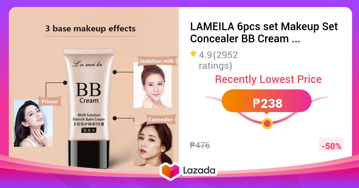 LAMEILA 6pcs set Makeup Set Concealer BB Cream + Eyeshadow + Liquid ...