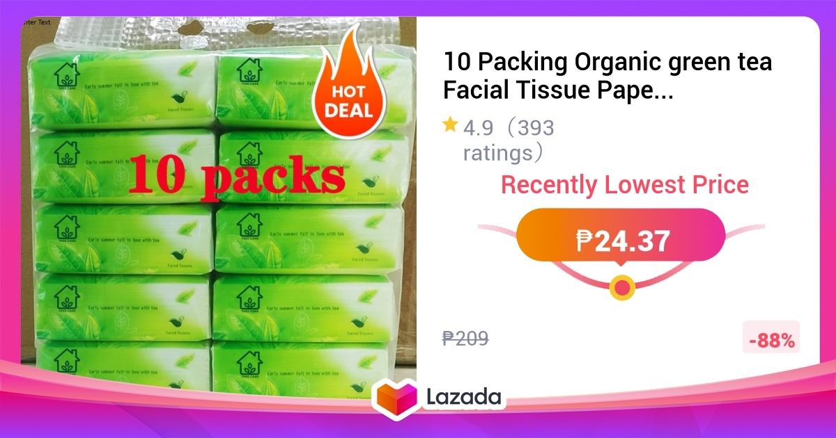 10 Packing Organic green tea Facial Tissue Paper 4 ply Tissue Paper ...