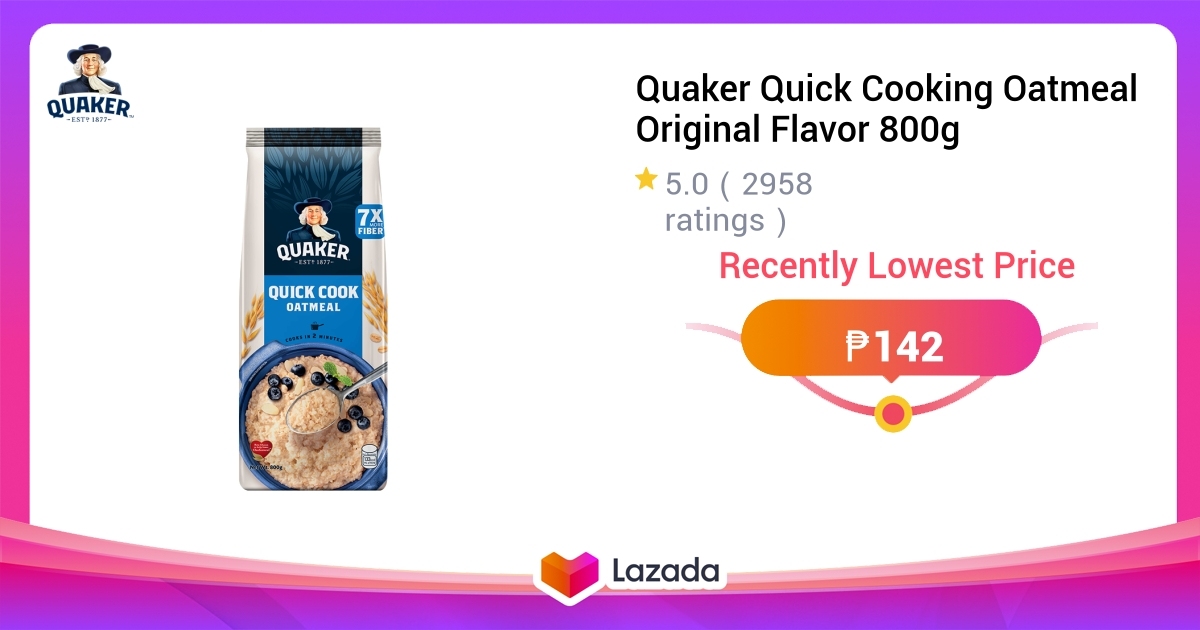Quaker Quick Cooking Oatmeal Original Flavor 800g