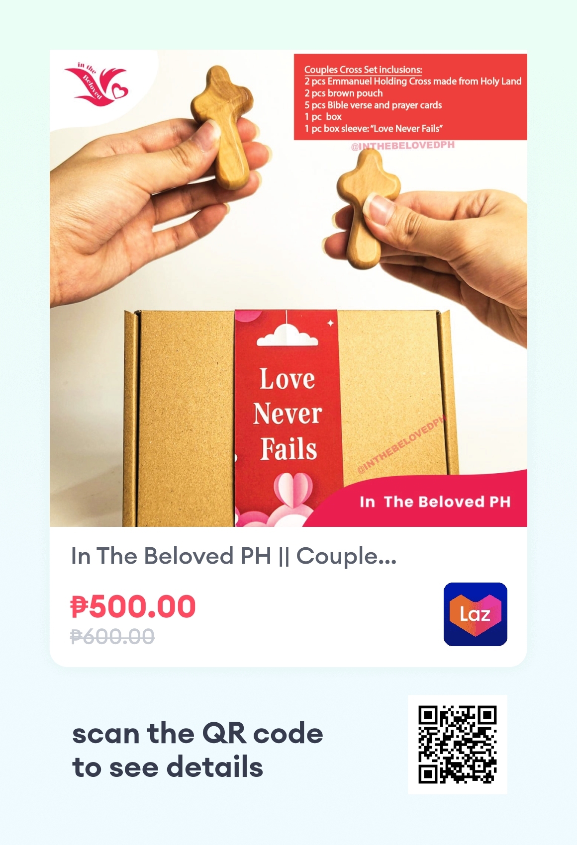 In The Beloved PH || Couples Emmanuel Cross Gift Set made from Holy Land