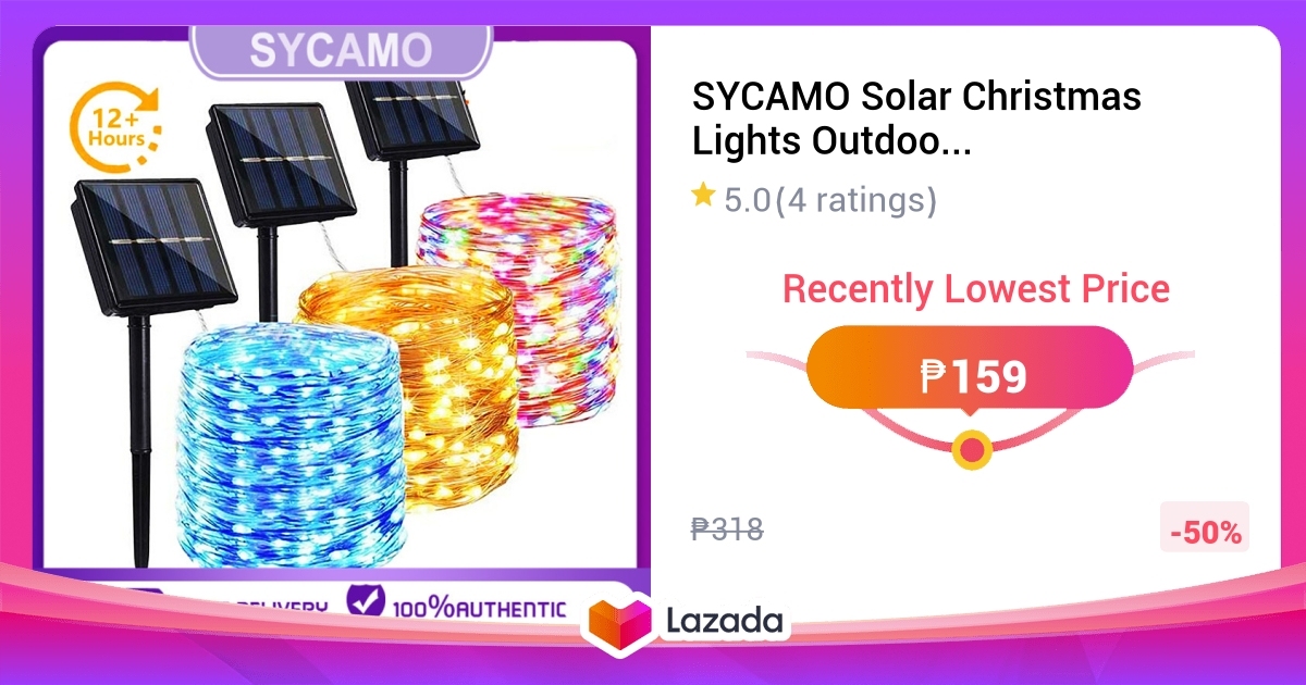 SYCAMO Solar Christmas Lights Outdoor Waterproof21m 200 LED String Fairy Decoration Garden Party ...