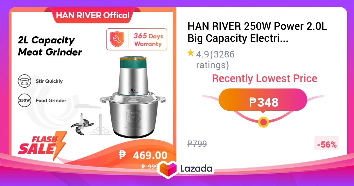 HAN RIVER 250W Power 2.0L Big Capacity Electric Meat Grinder Blender on ...