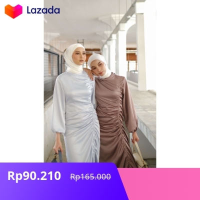 Dress Satin Serut Maxmara Silk Turkey Malaysian Dress / Gamis Serut ...