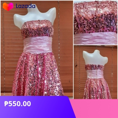 Full Sequence Pink Cocktail Dress | Small to Medium