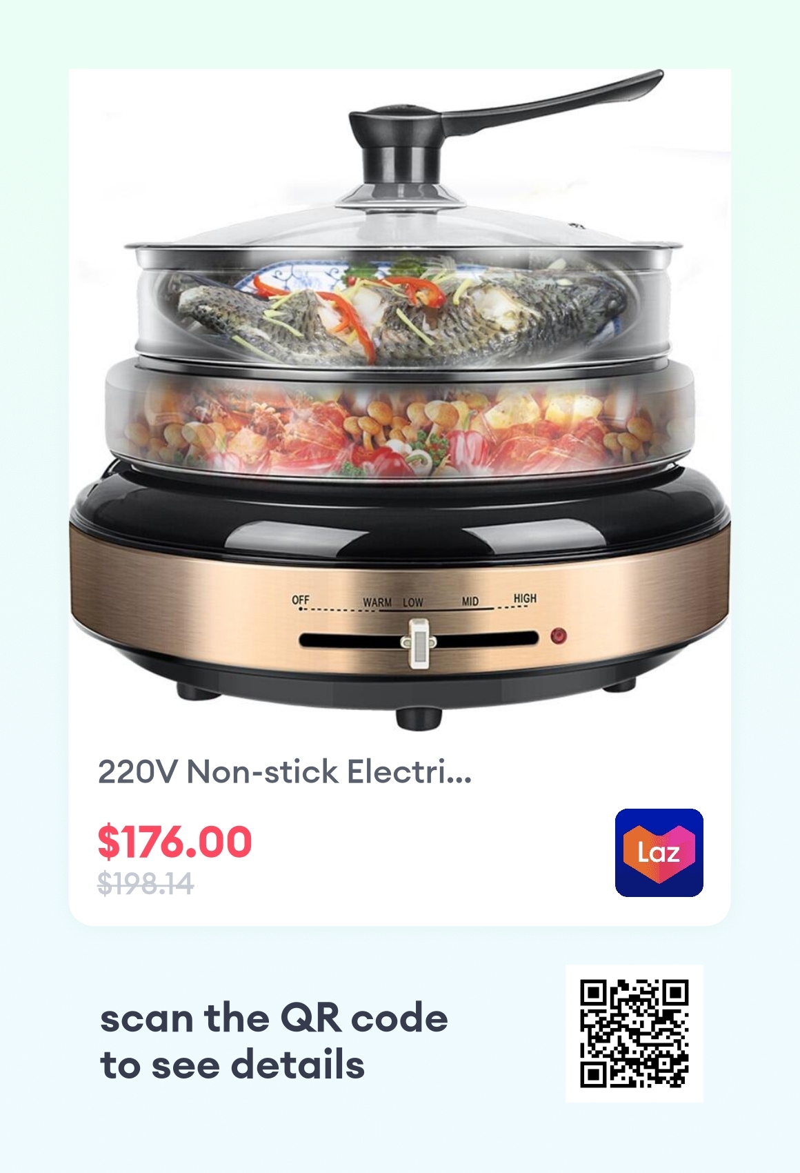 220V Non-stick Electric Multifunction Hot Pot Household Multi Cooker ...