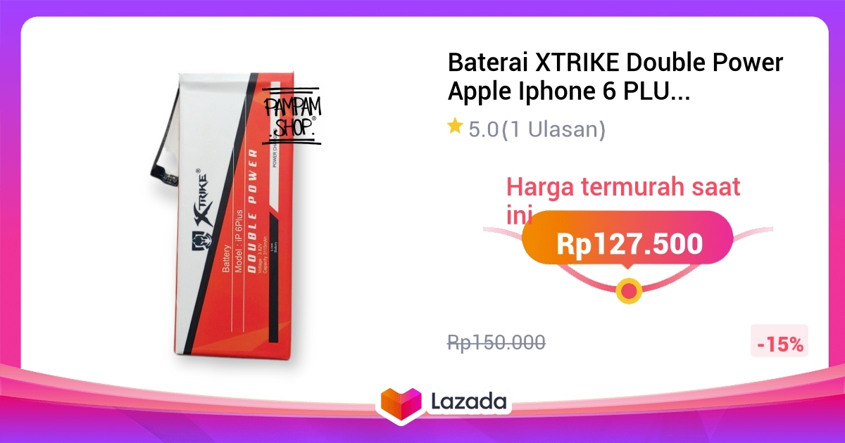 Baterai XTRIKE Double Power Apple Iphone 6 PLUS 6+ Batre Batrai Battery ...