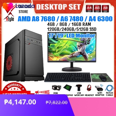 Desktop Computer Set AMD A8 7680 A6 7480 with 8GB 16G 1600 RAM and 120G ...