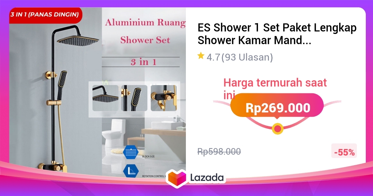 ES Shower 1 Set Paket Lengkap Shower Kamar Mandi Shower Bahan Abs dan ...