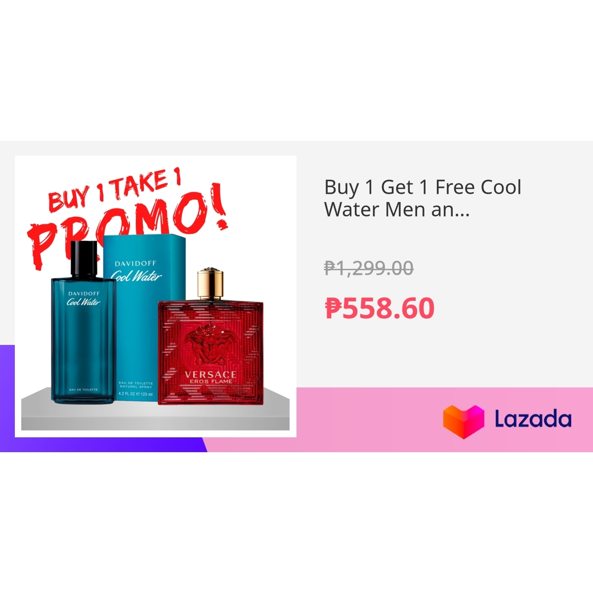 Buy 1 Get 1 Free Cool Water Men and Eros Red Flame Fragrance Perfume ...