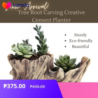 Tree Root Stump Cement Flowerpot for Cactus Bonsai Succulents(cAB)