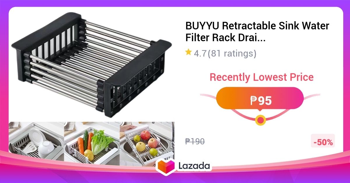 BUYYU Retractable Sink Water Filter Rack Drain Basket Stainless Steel ...