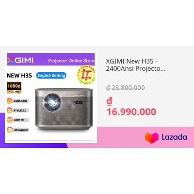 XGIMI New H3S - 2400Ansi Projector Upgrade H3S - 2200Ansi, CPU MTK9669, 0.47 DMD, Ram 4Gb, Watch ...