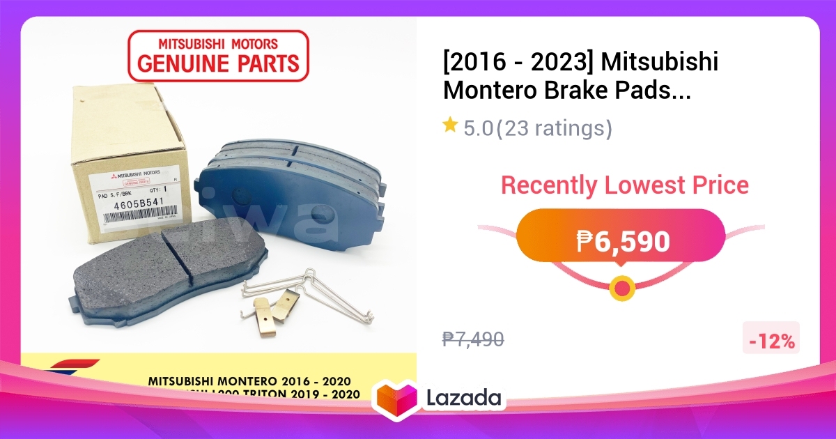 [2016 - 2023] Mitsubishi Montero Brake Pads, Front - [2019 - 2022 GLS ...