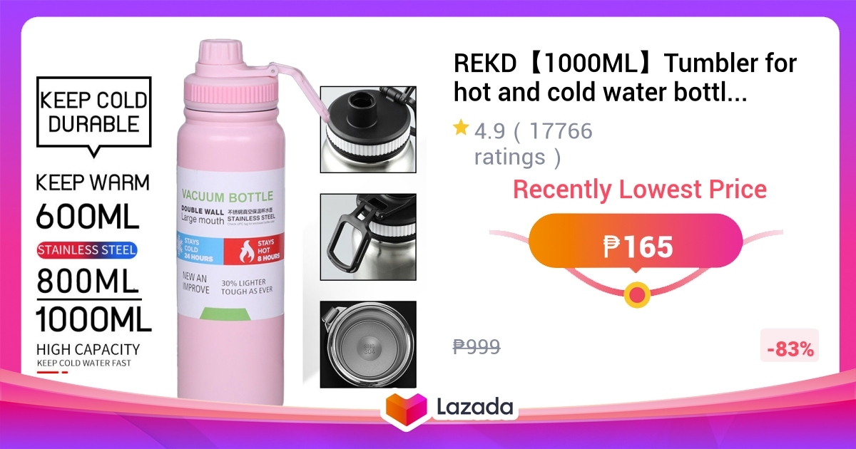 REKD【1000ML】Tumbler for hot and cold water bottle water jug Aquaflask ...