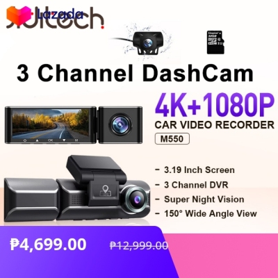 Jiditech RayFoto 4K DashCam 3 Channels Front and Rear DashCam APP Smart ...