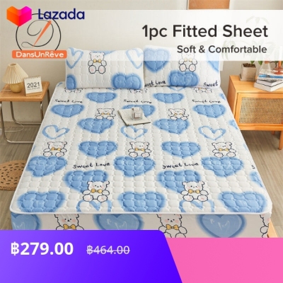 Dansunreve 1pc Fitted Sheet Quilted Mattress Protector Cartoon Fitted ...