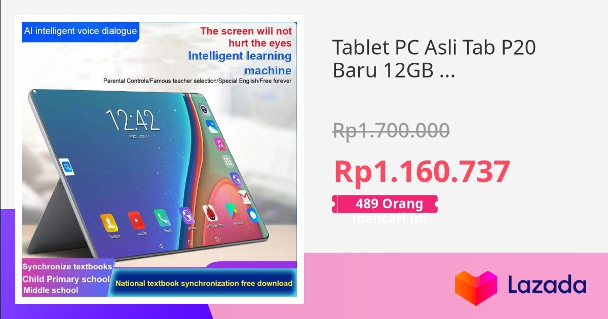 Tablet PC Asli Tab P20 Baru 12GB + 512GB Tablet Android 10 Inci Layar ...