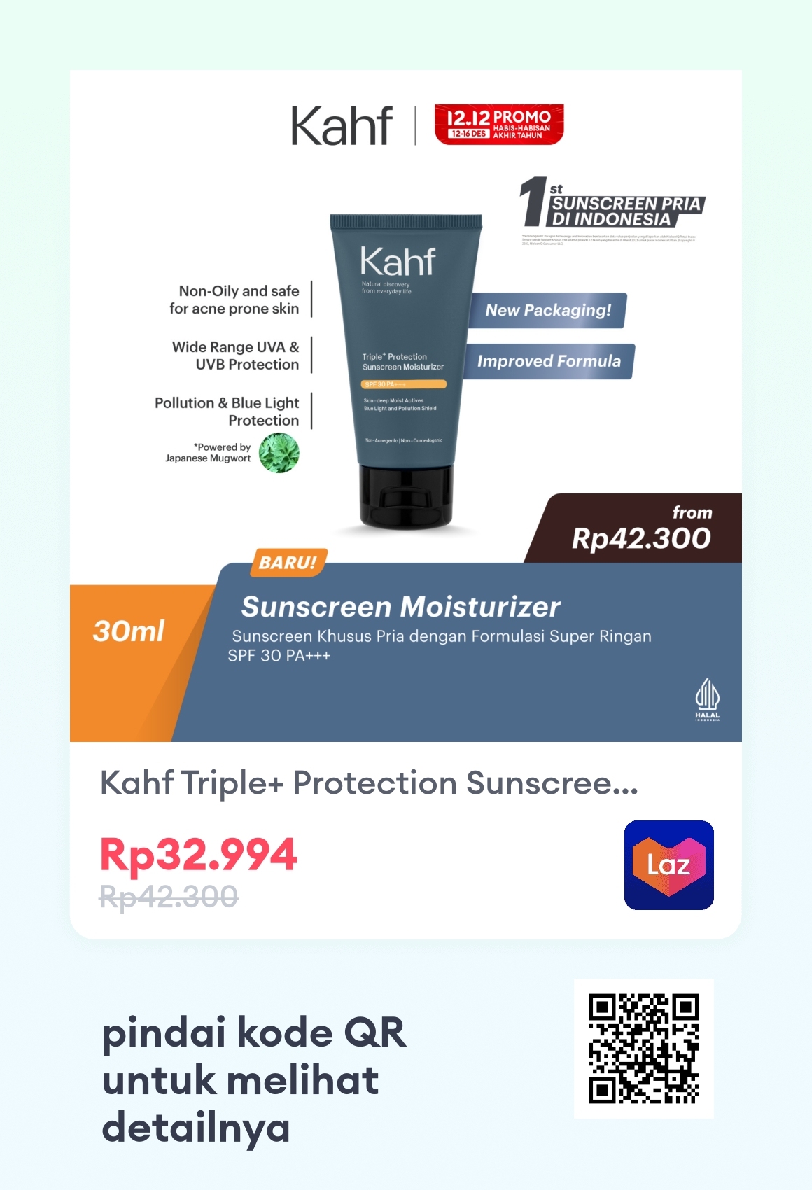 Kahf Triple+ Protection Sunscreen Moisturizer SPF 30 PA+++ 30 ml ...