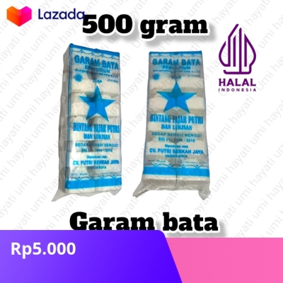 Garam bata beryodium setengah kilo (500g) 1 pack isi 12