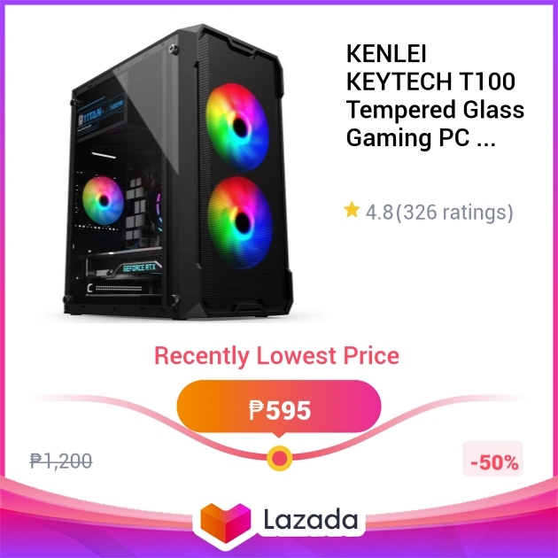 KENLEI KEYTECH T100 Tempered Glass Gaming PC / Desktop Case MICRO ATX ...