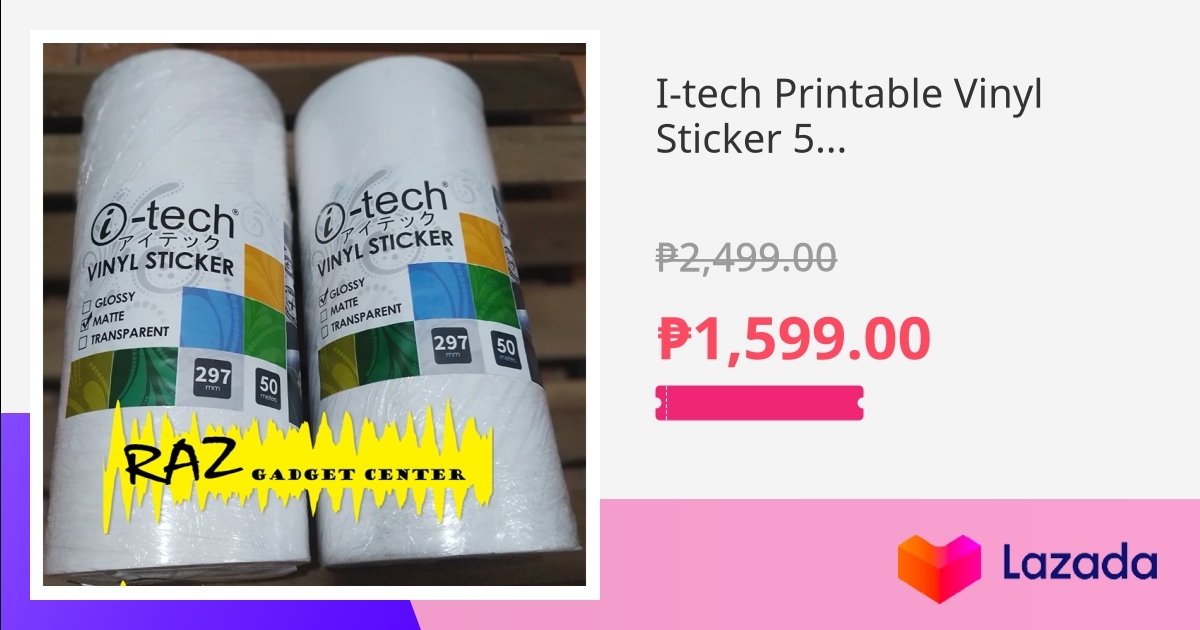 I-tech Printable Vinyl Sticker 50 Meters Roll Matte / Glossy