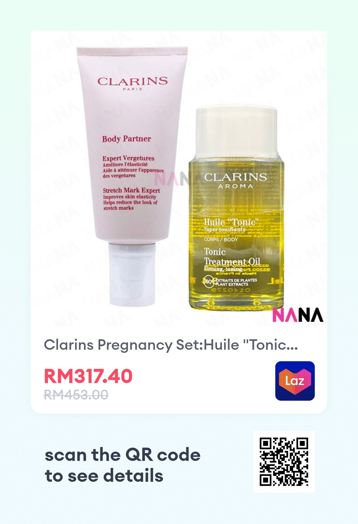 Clarins Pregnancy Set:Huile "Tonic" Body Treatment Oil 100ml + Body ...