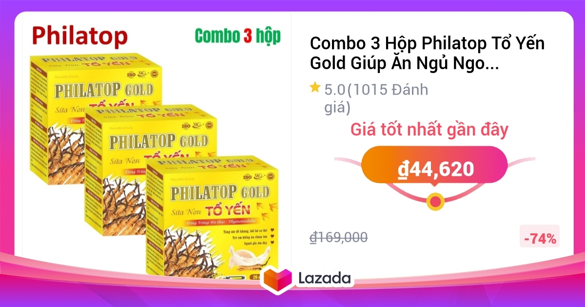 Combo 3 Hộp Philatop Tổ Yến Gold Giúp Ăn Ngủ Ngon Tiếu Hóa Tốt Tăng ...