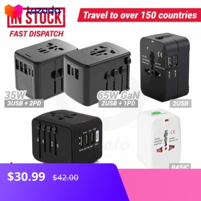 Universal Travel Adapter GaN Wall Plug with USB PD ports