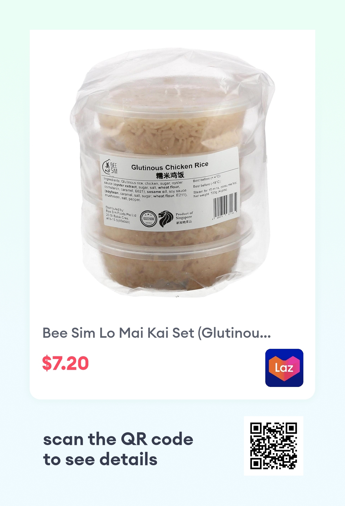 Bee Sim Lo Mai Kai Set (Glutinous Chicken Rice) 720G - 4Pcs