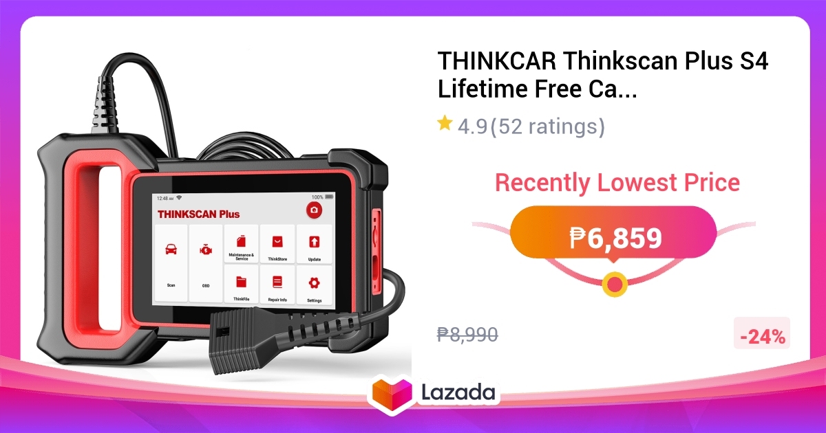 THINKCAR Thinkscan Plus S4 Lifetime Free Car Diagnostic Tool ECM/TCM/ABS/SRS/BCM System DIY 3 ...