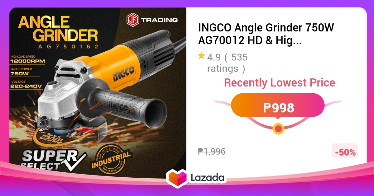 INGCO Angle Grinder 750W AG70012 HD & High Quality With FREEBIES ♦JF ...