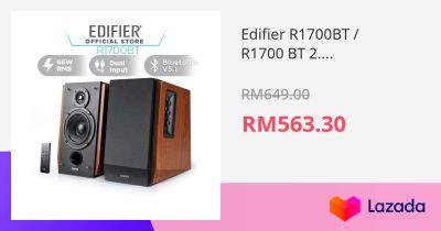 Edifier R1700BT / R1700 BT 2.0 Bluetooth Wireless High Quality Studio ...